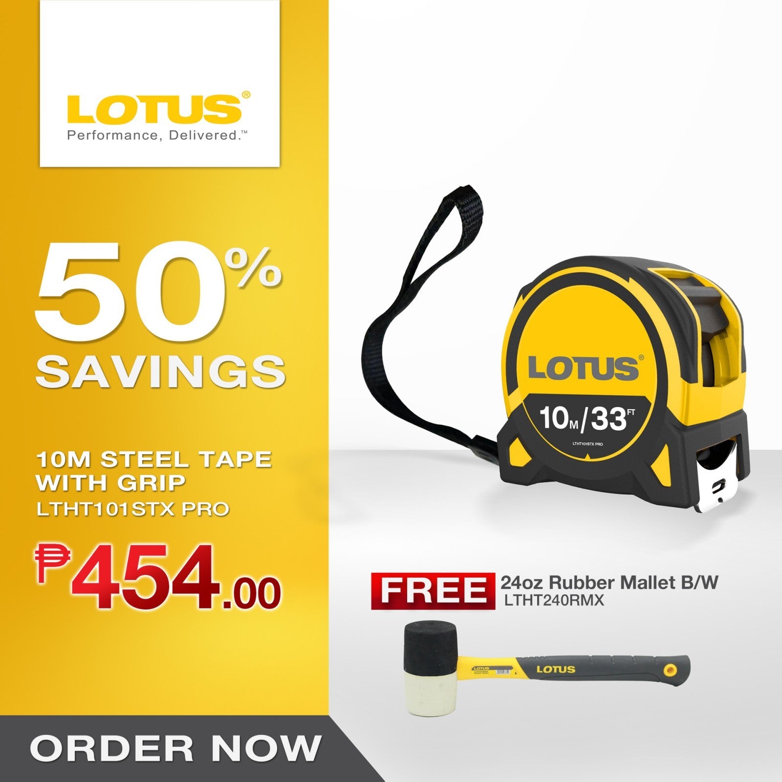 Lotus Steel Tape W/Grip PRO (Inch/Fractional Scale) - 3M LTHT301STX PR ...