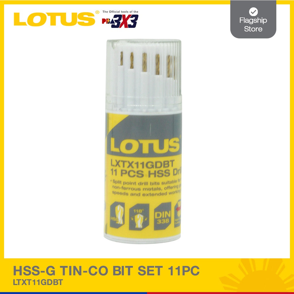 Lotus HSS-G TiN-Co Bit Set 11PC LTXT11GDBT