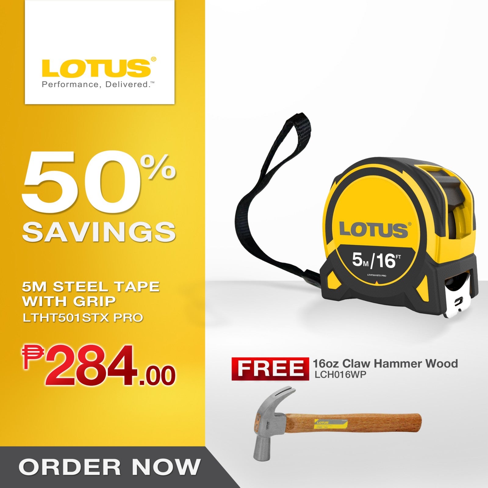 Lotus Steel Tape W/Grip PRO (Inch/Fractional Scale) - 3M LTHT301STX PR