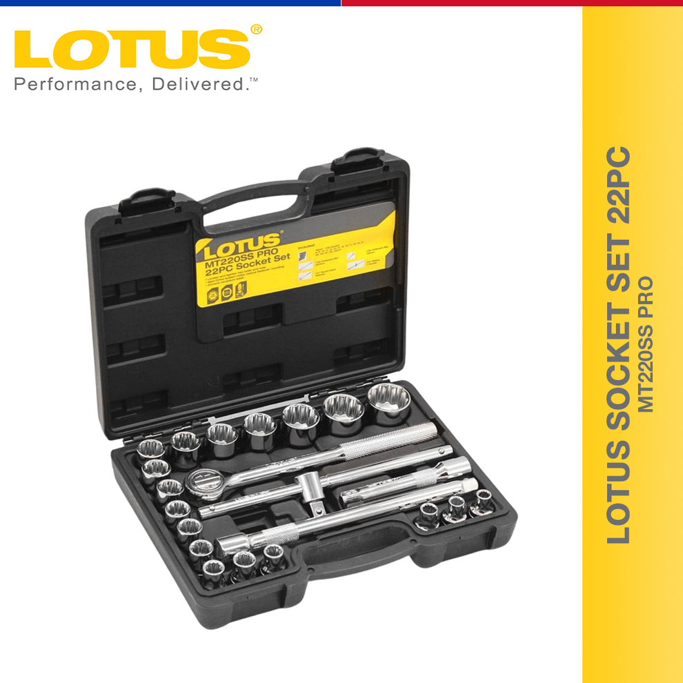 Lotus Socket Set 22PC MT220SS PRO - Hand Tools | Ratchet & Socket | To