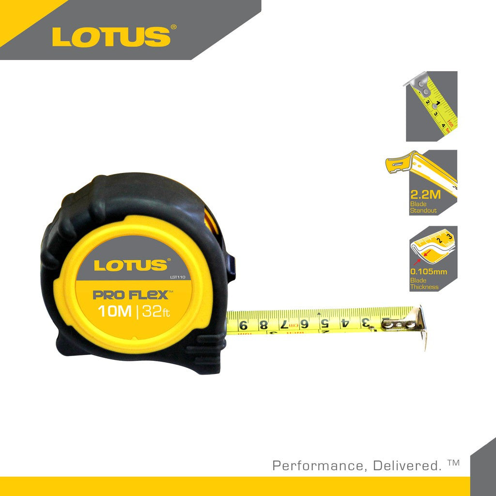 LOTUS STEEL TAPE | PROFLEX 10M LST110 – Lotus Tools Philippines