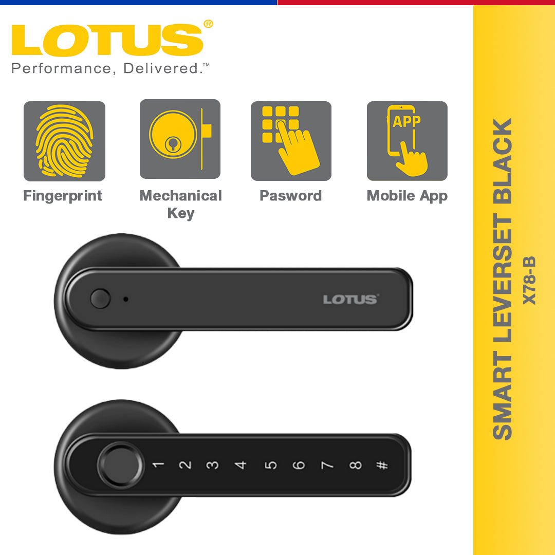 Lotus Smart Leverset (BLACK) X78-B | Door Hardware & Locks | Household