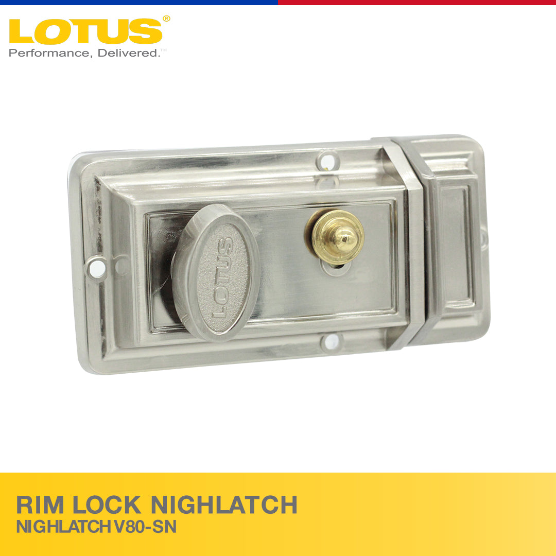 Lotus Rim Lock NighLatch V80-SN | DeadLock V200-PB - Door Hardware & L