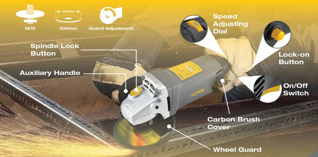 LOTUS ANGLE GRINDER 4" (TRIGGER) LTSG1000PX – Lotus Tools Philippines